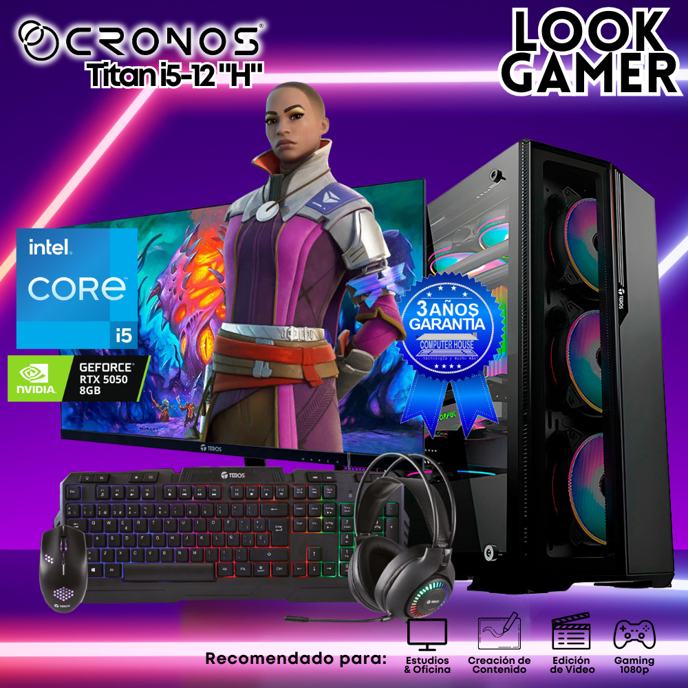 PC Look Gamer CRONOS Titan i5-12 "H", RAM 16GB, SSD 1TB, RTX3050 6GB ...