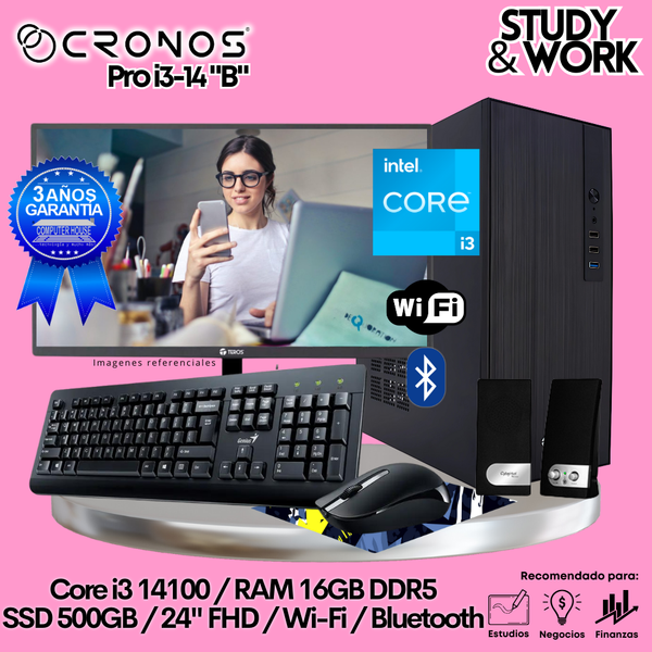 PC CRONOS Pro i3-13 "D", RAM 8GB, SSD 1TB, Monitor 27″ FHD, Wi-Fi & Bl ...